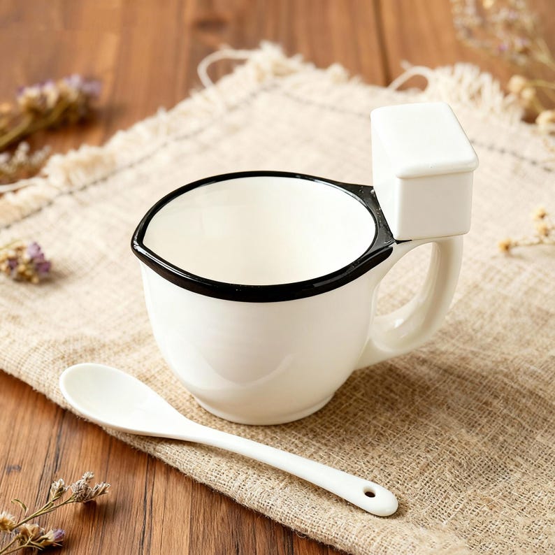 Funny Toilet Coffee Mug With Spoon | Novelty Ceramic Toilet Cup for ...