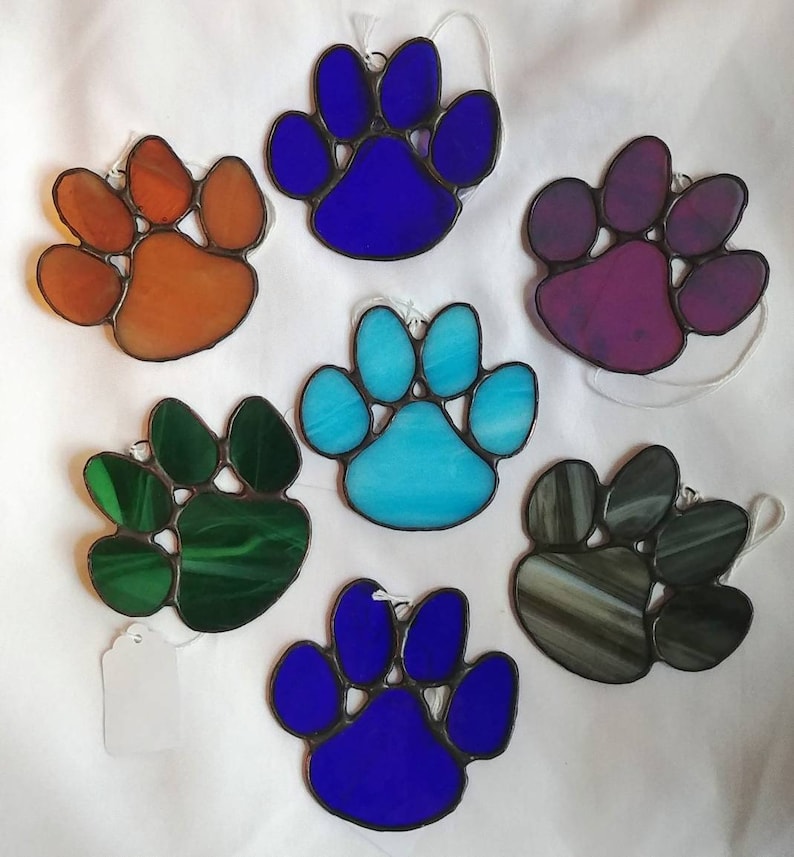 Stained Glass Dog Paws Glass Art by Sarah Segovia Dog Paw - Etsy