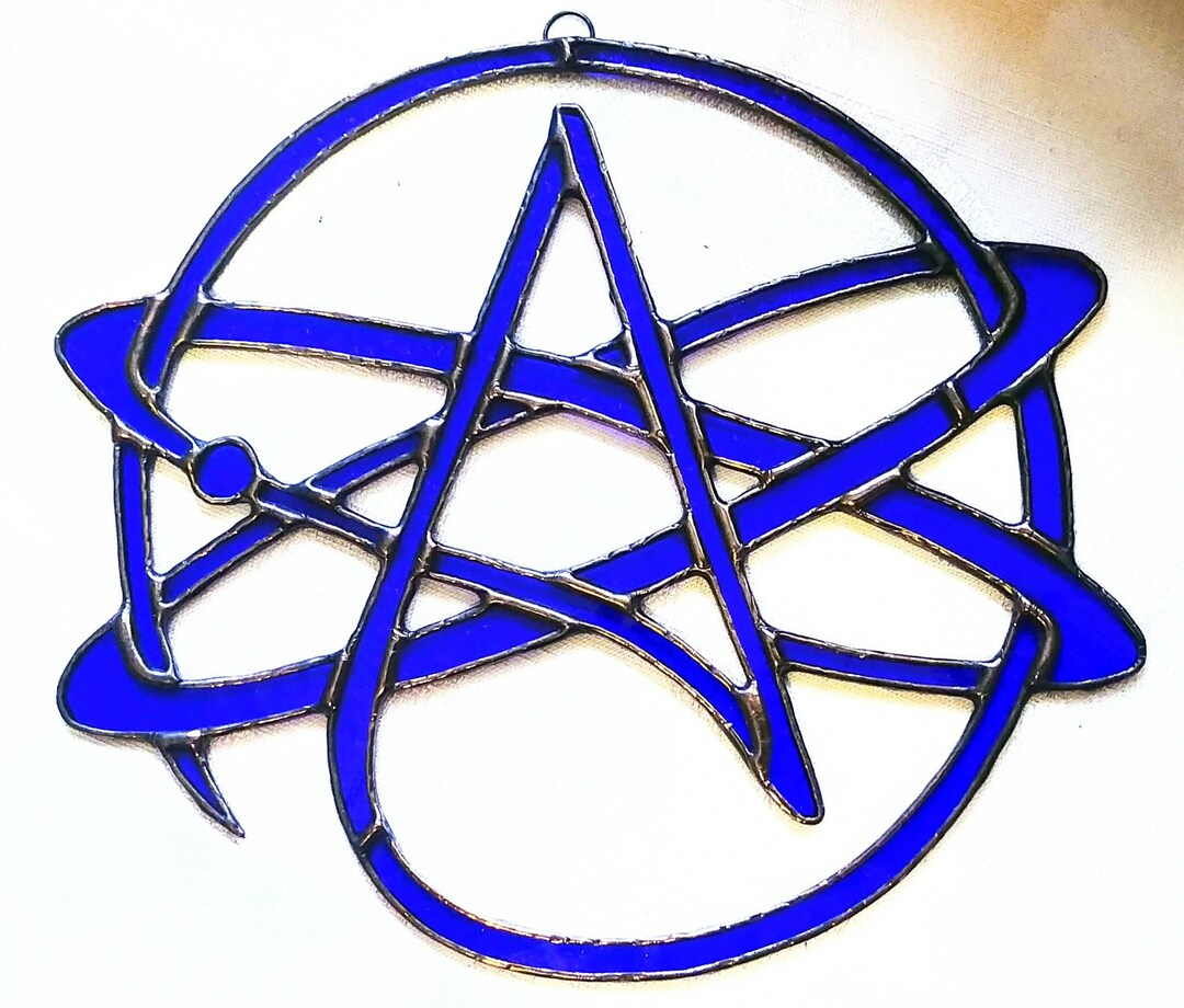 Stained Glass Atheist Symbol Suncatcher – Cobalt Blue Atomic Whirl - Etsy