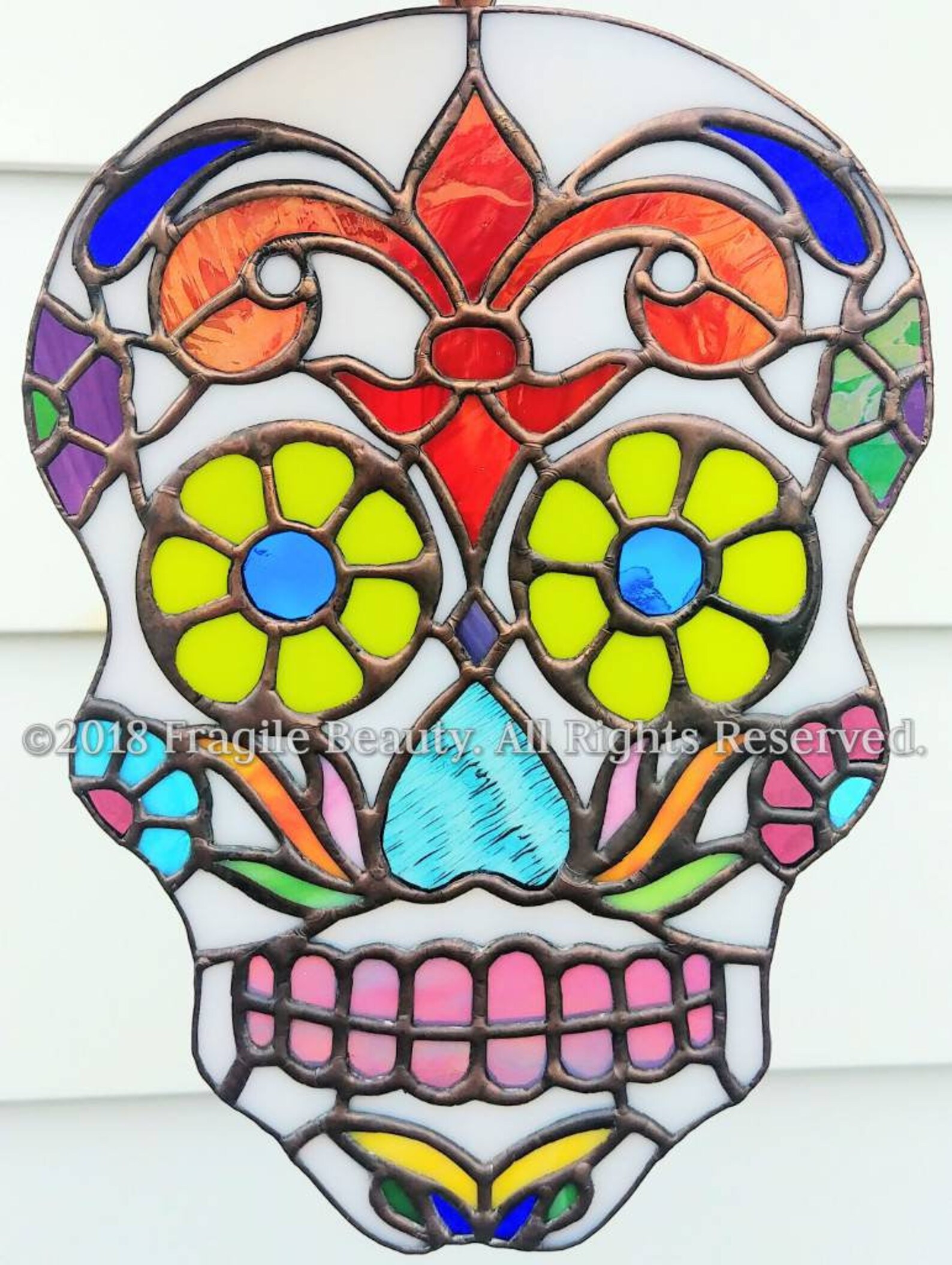 Stained Glass Sugar Skull - Glass Art by Sarah Segovia - Day of the ...