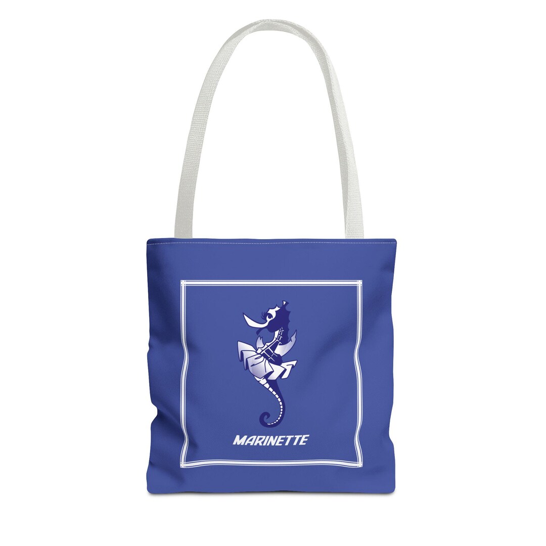 Tote Bag - Marinette Boat, Seahorse Logo - Blue - Etsy
