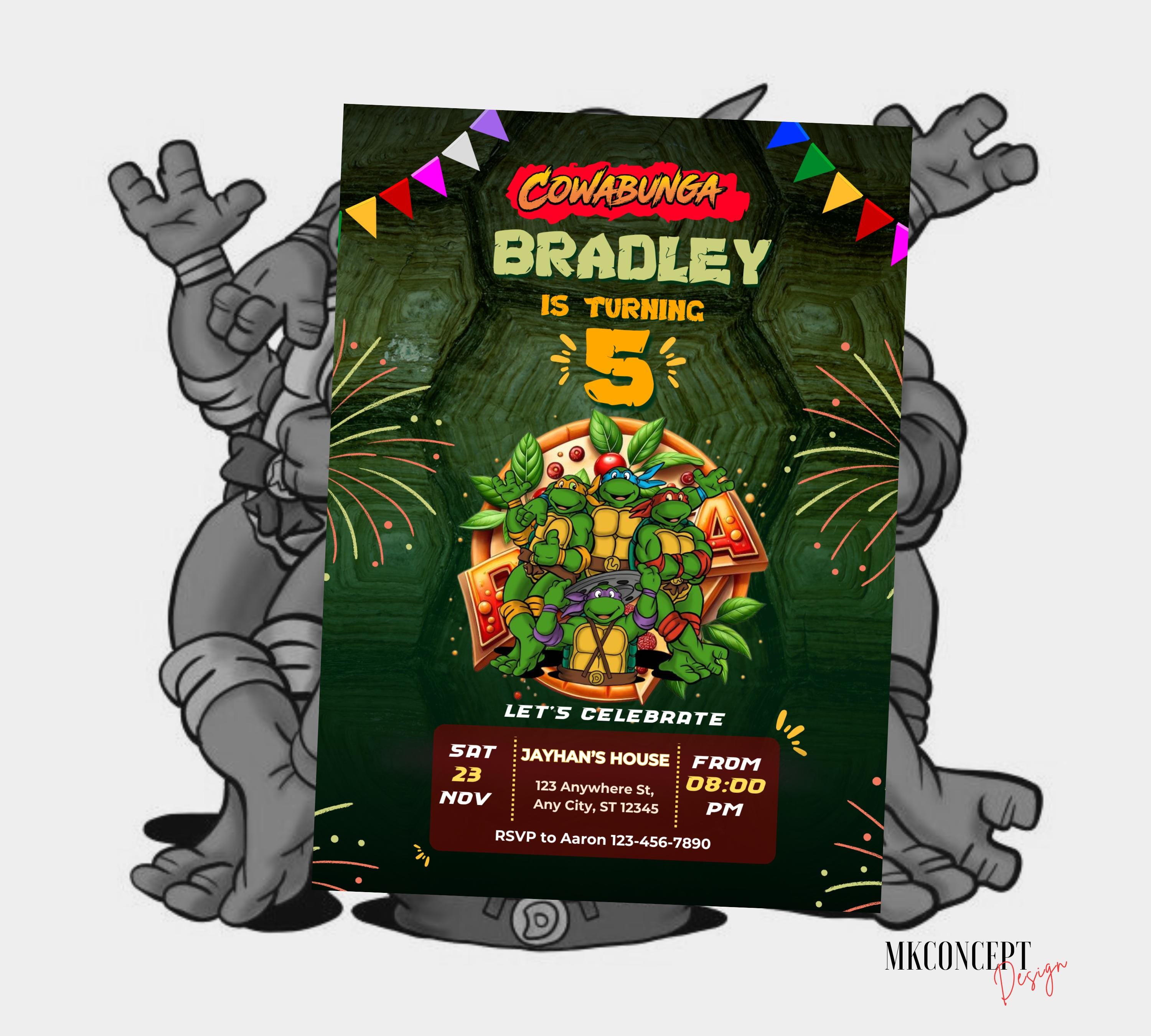Editable Ninja Turtle Birthday Invitation Printable Ninja Invite ...