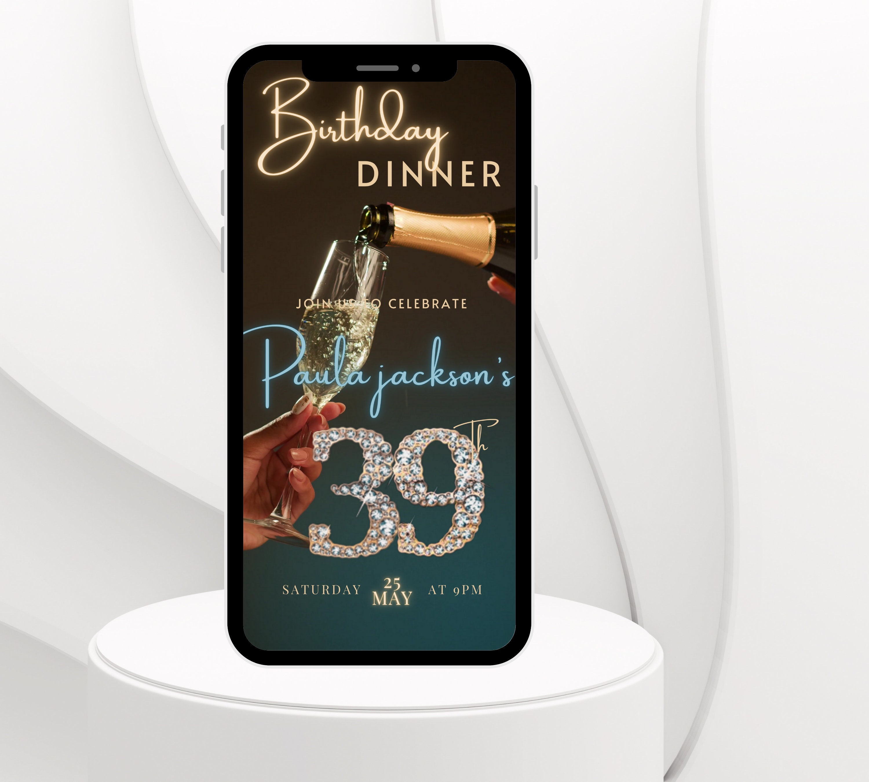 39th Birthday Invite,39th Birthday for Women,39th Anniversary,digital ...