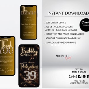 Digital 39th Birthday Invitation, 39 Invite, Animated Black Golf ...