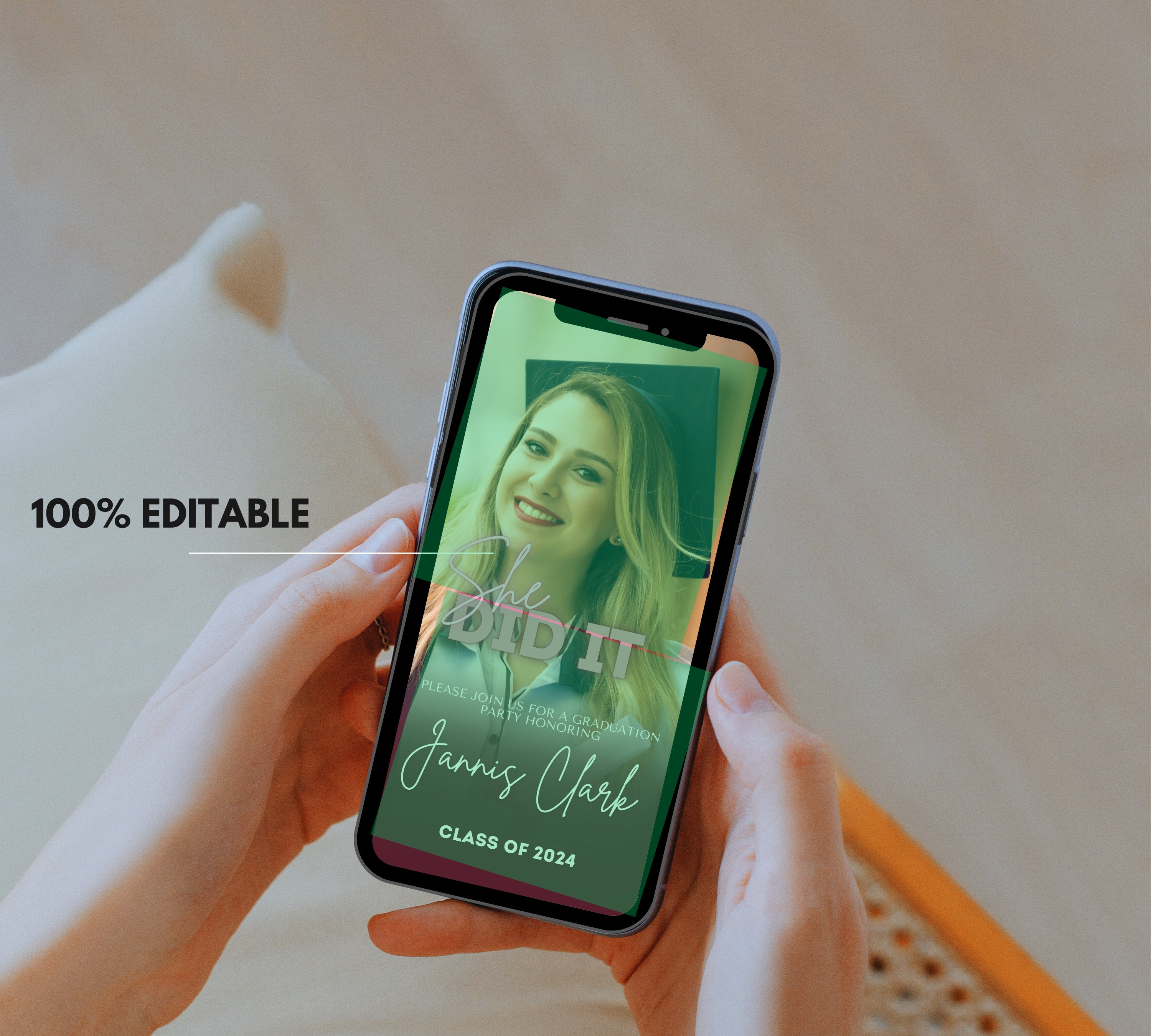 Animated Graduation Invitation, Girl Graduation Invitation, Edit ...