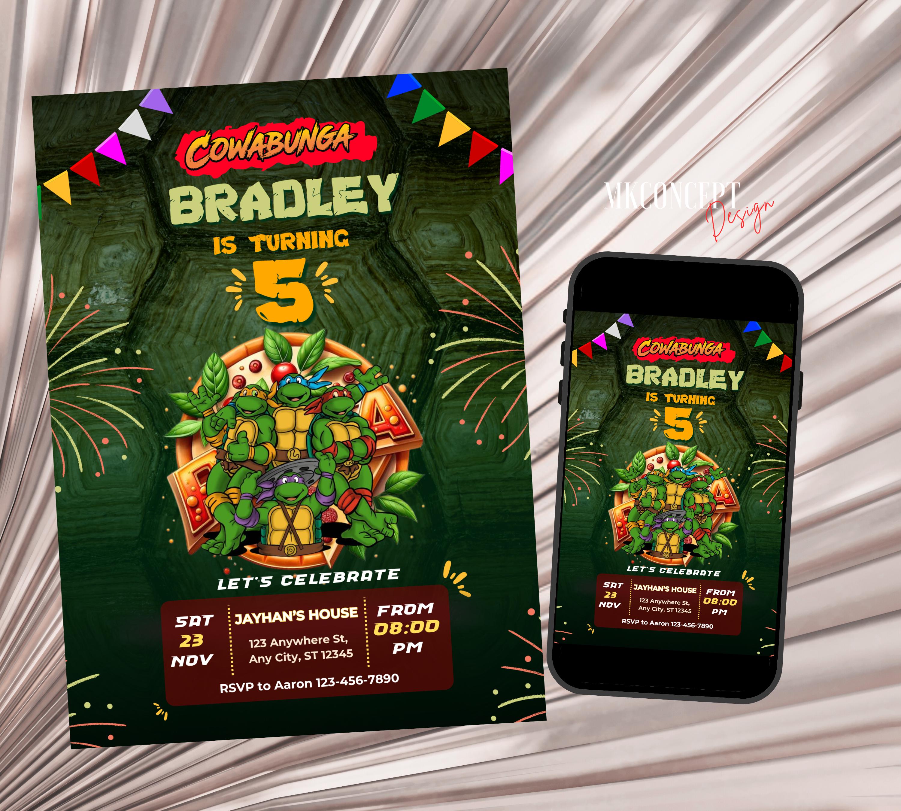 Editable Ninja Turtle Birthday Invitation Printable Ninja Invite ...