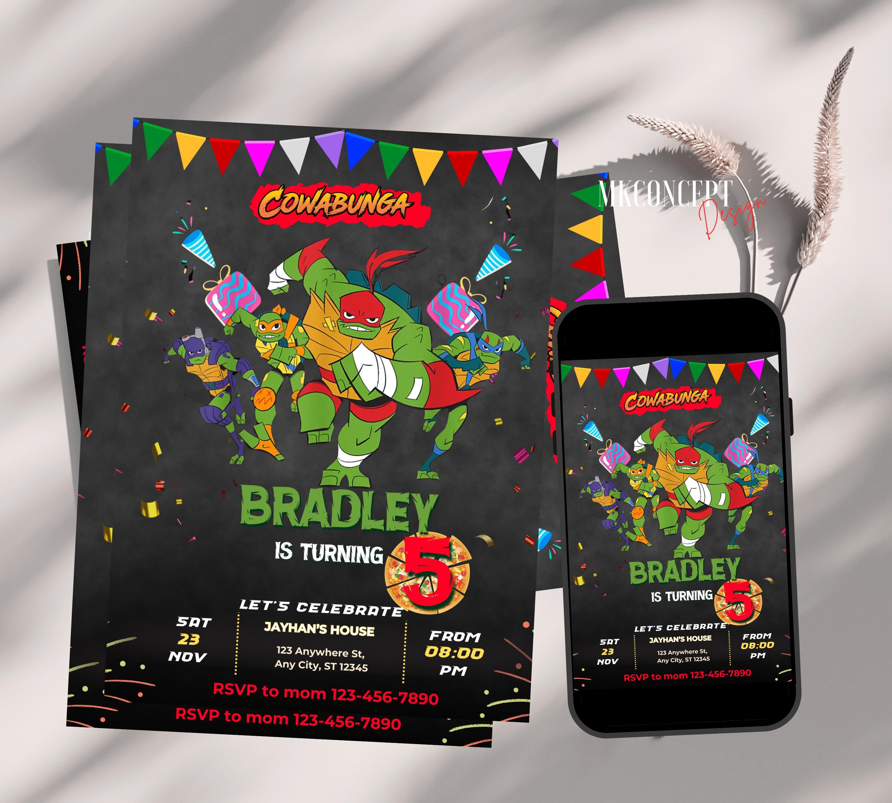 Editable Ninja Turtle Invitation, Turtles Invitation, Editable Birthday ...