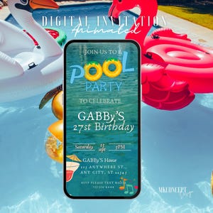 Pool Party Editable Invitation, Summer Birthday Party Evite, Text ...