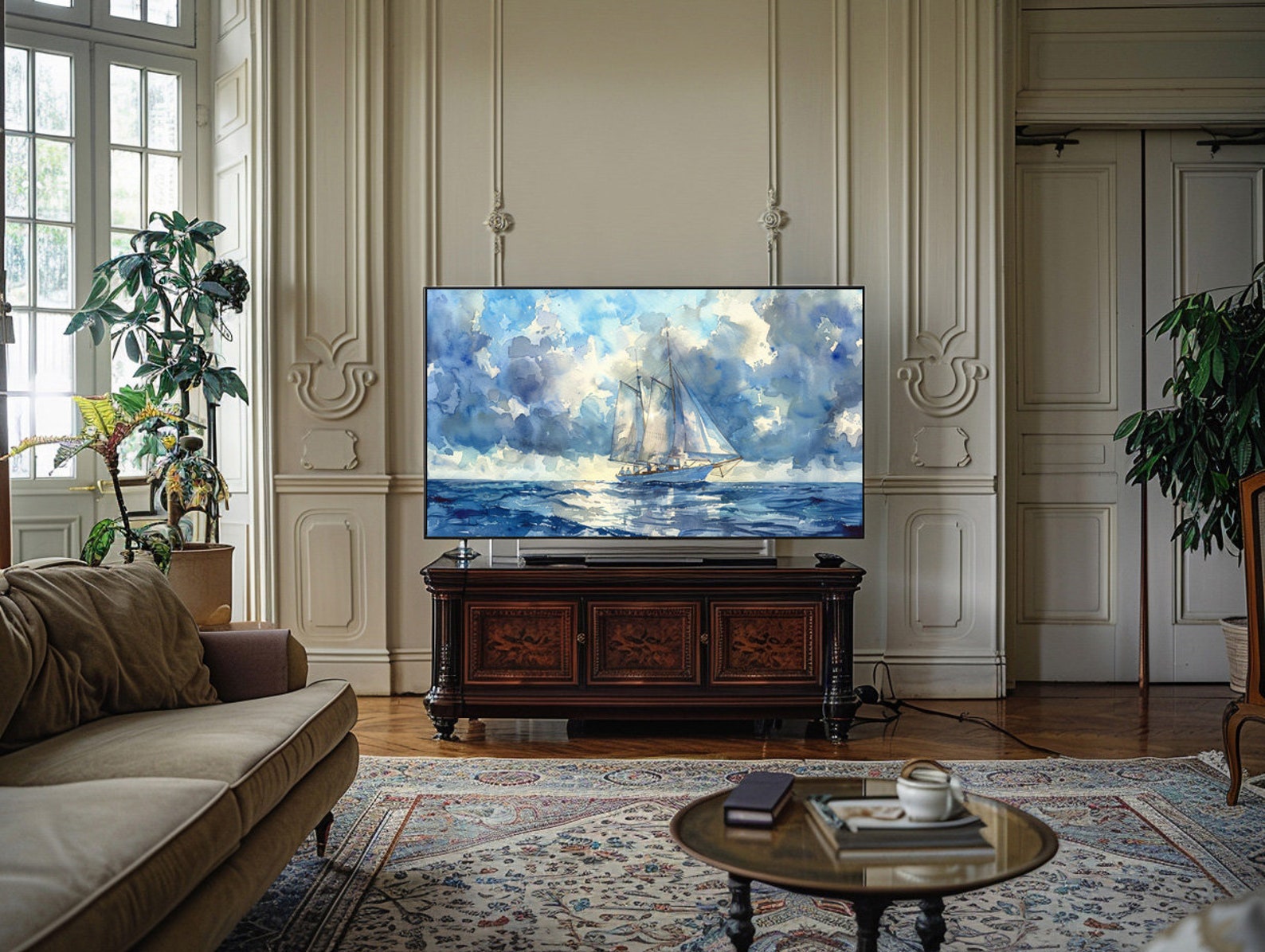 Frame TV Sailboat Art, Sailing Boat in the Ocean, Instant Digital ...