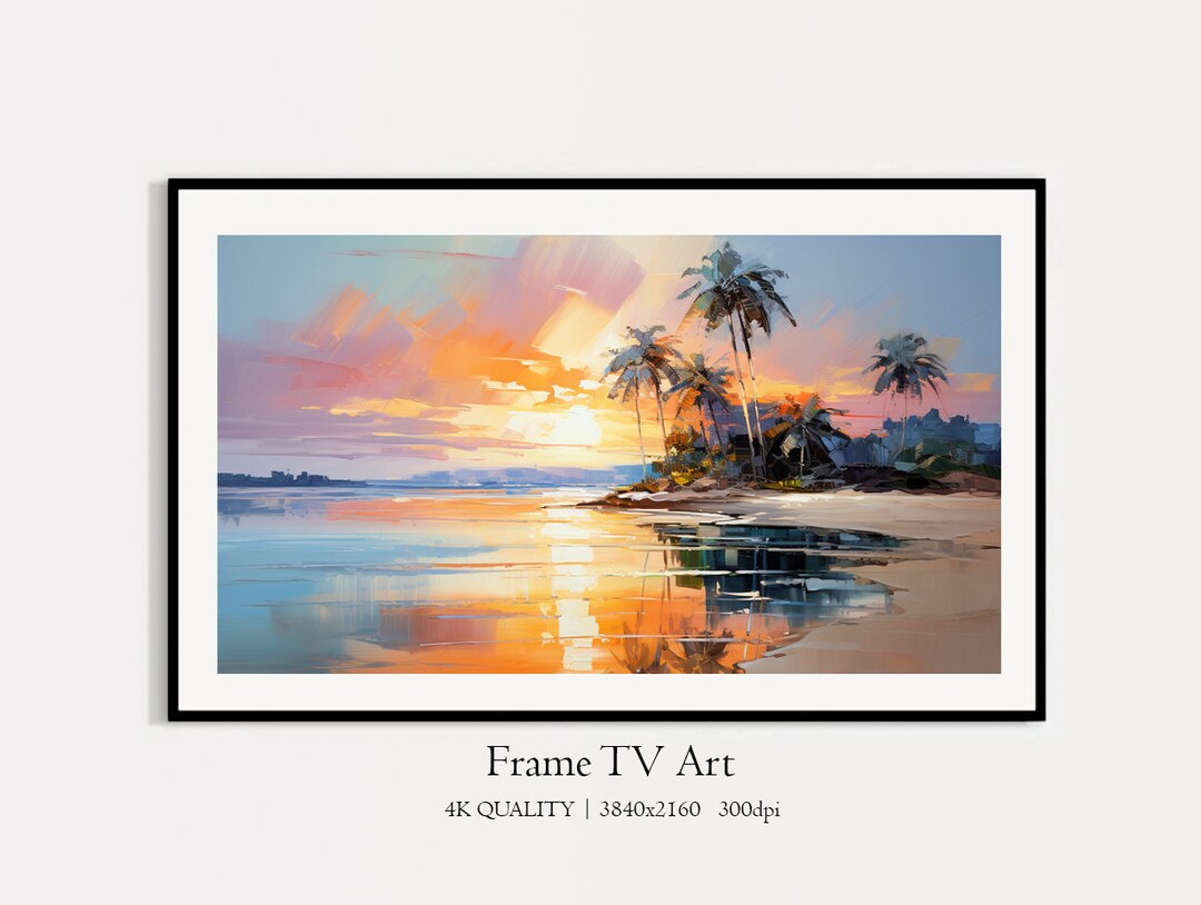Tropical Coastal Samsung Frame TV Art, Summer Sunset, Digital Download ...
