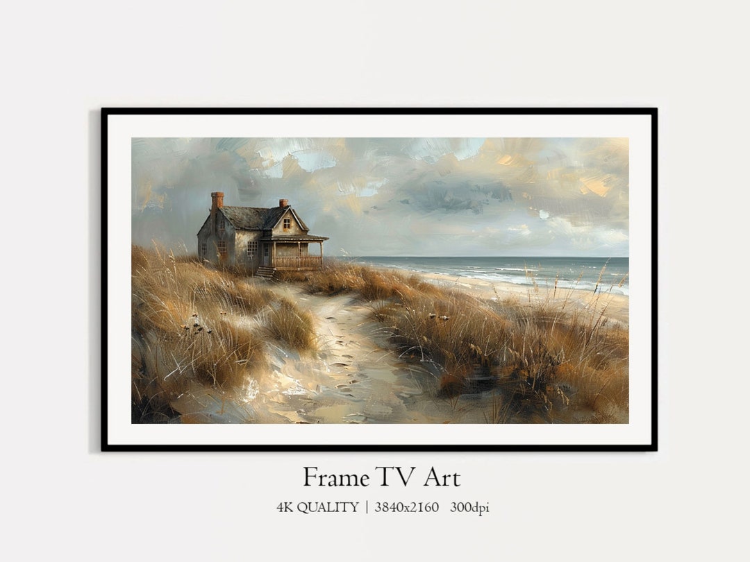 Vintage Collection Beach House Frame TV Art, Beach House Art Digital ...