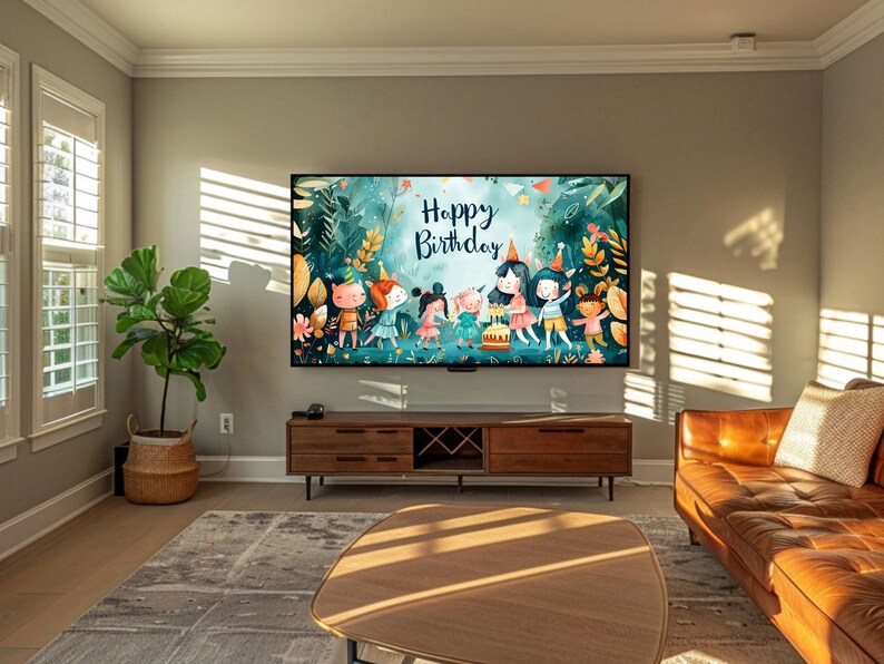 Happy Birthday Frame TV Art, Kid's Birthday Party Frame TV, Girls or ...
