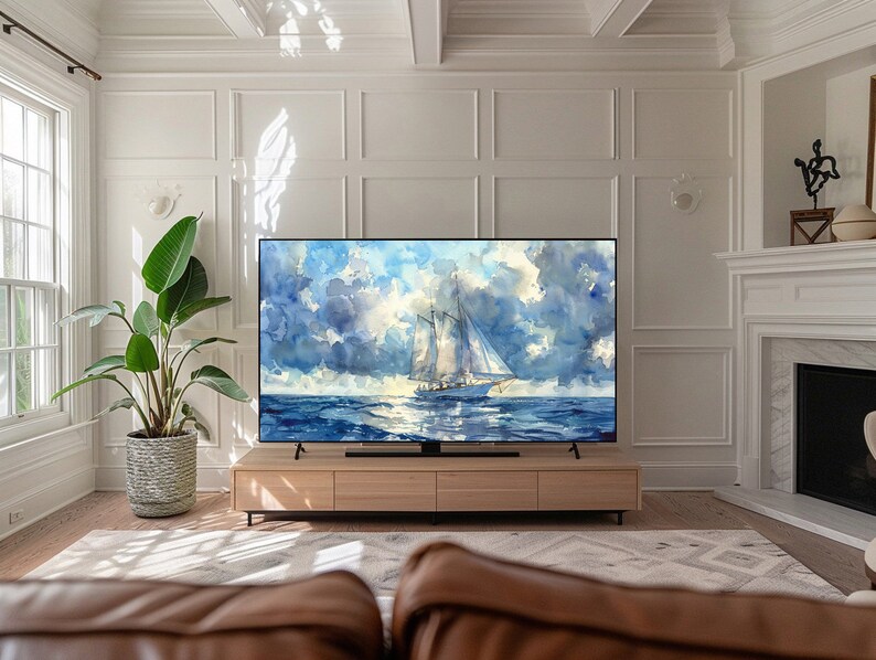 Frame TV Sailboat Art, Sailing Boat in the Ocean, Instant Digital ...