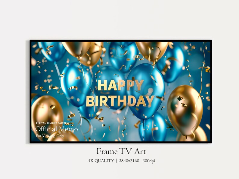 Male Happy Birthday Frame TV Art, Man's Birthday Party Frame TV ...
