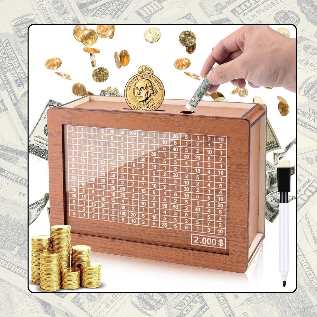 Wooden Countdown Money Saving Box Piggy Bank With Number Display ...