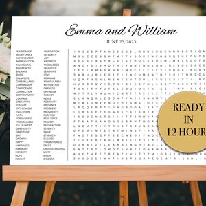 Printable Wedding Word Search, Custom Wedding Word Search Puzzle ...