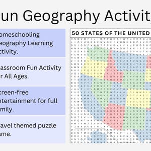USA States Word Search Puzzle: Printable Geography Activity (PDF ...