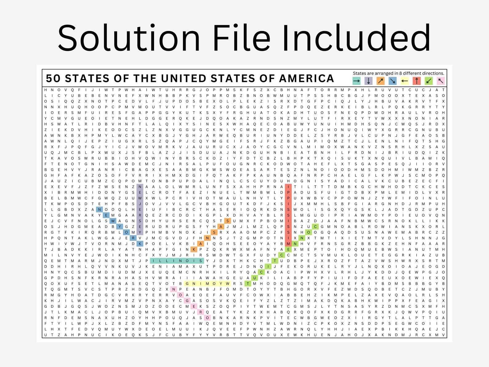 USA States Word Search Puzzle: Printable Geography Activity (PDF ...