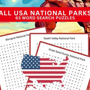 National Parks Word Search Puzzles: Road Trip Activity (digital ...