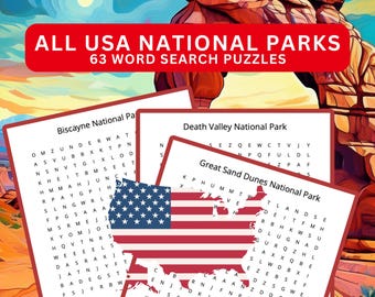 National Parks Word Search - Etsy