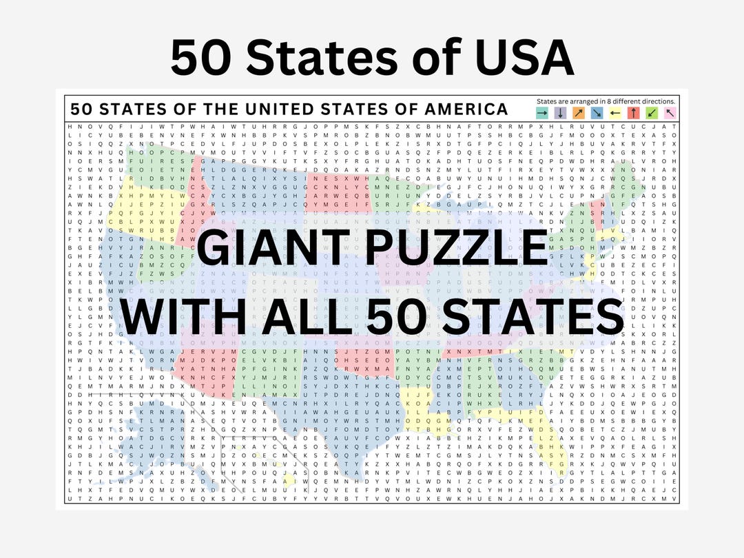 USA States Word Search Puzzle: Printable Geography Activity (PDF ...