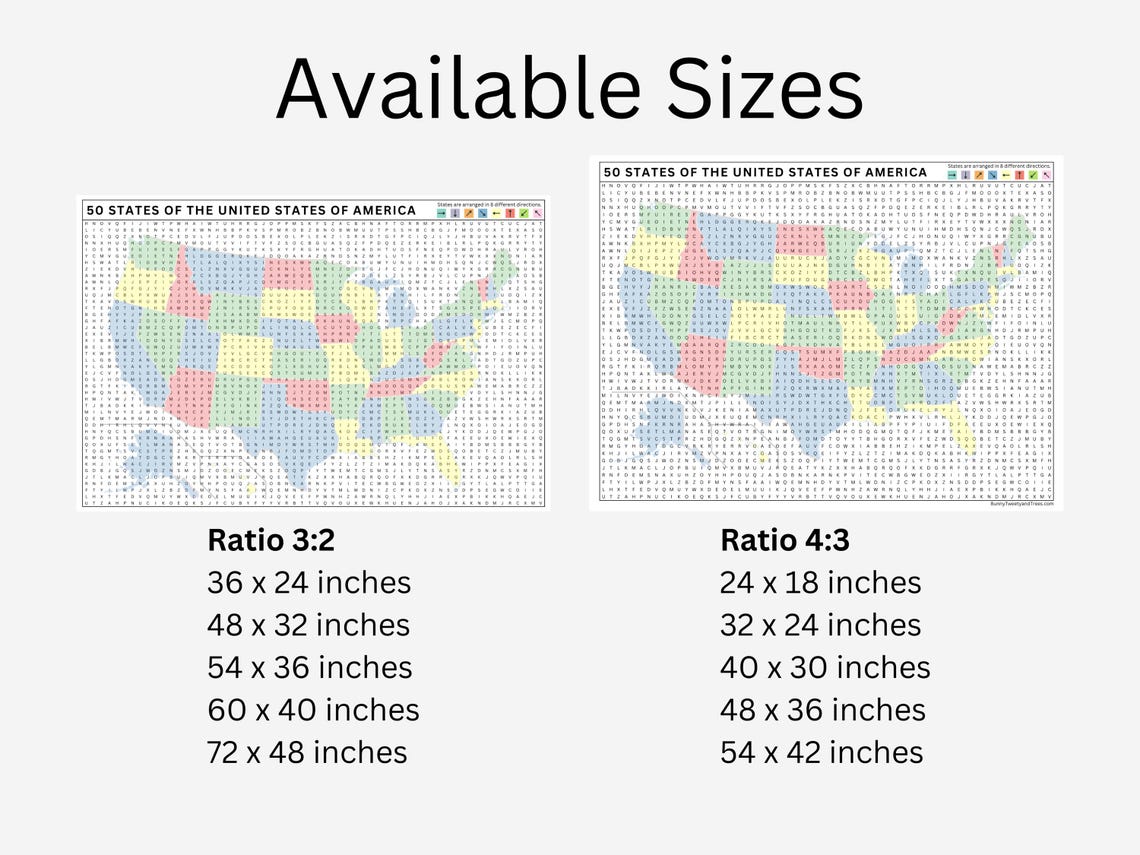 USA States Word Search Puzzle: Printable Geography Activity (PDF ...