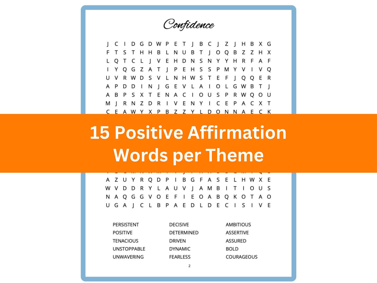 Positive Affirmations Word Search. Confidence Building Activity ...