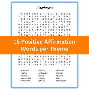 Positive Affirmations Word Search. Confidence Building Activity ...