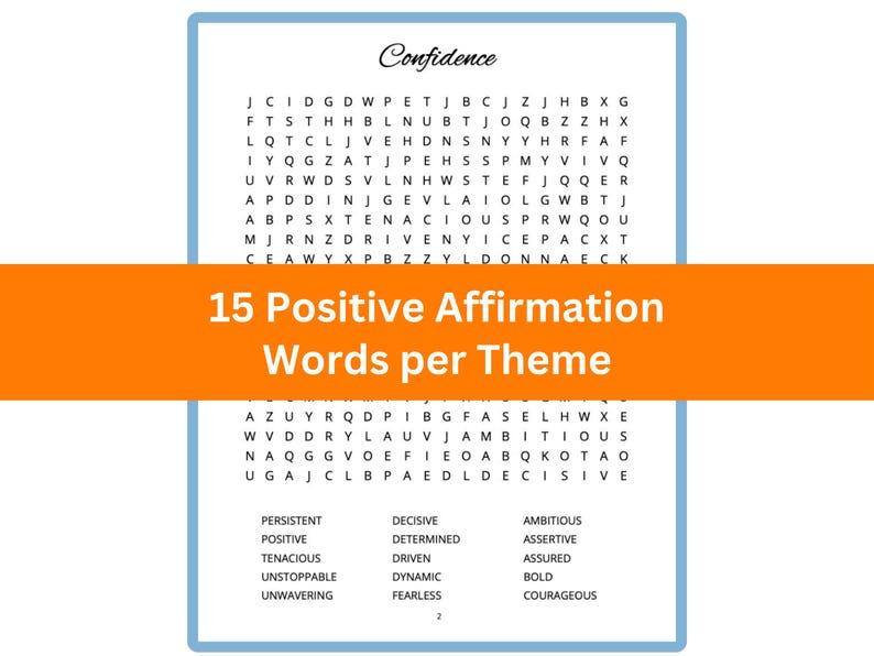 Positive Affirmations Word Search. Confidence Building Activity ...