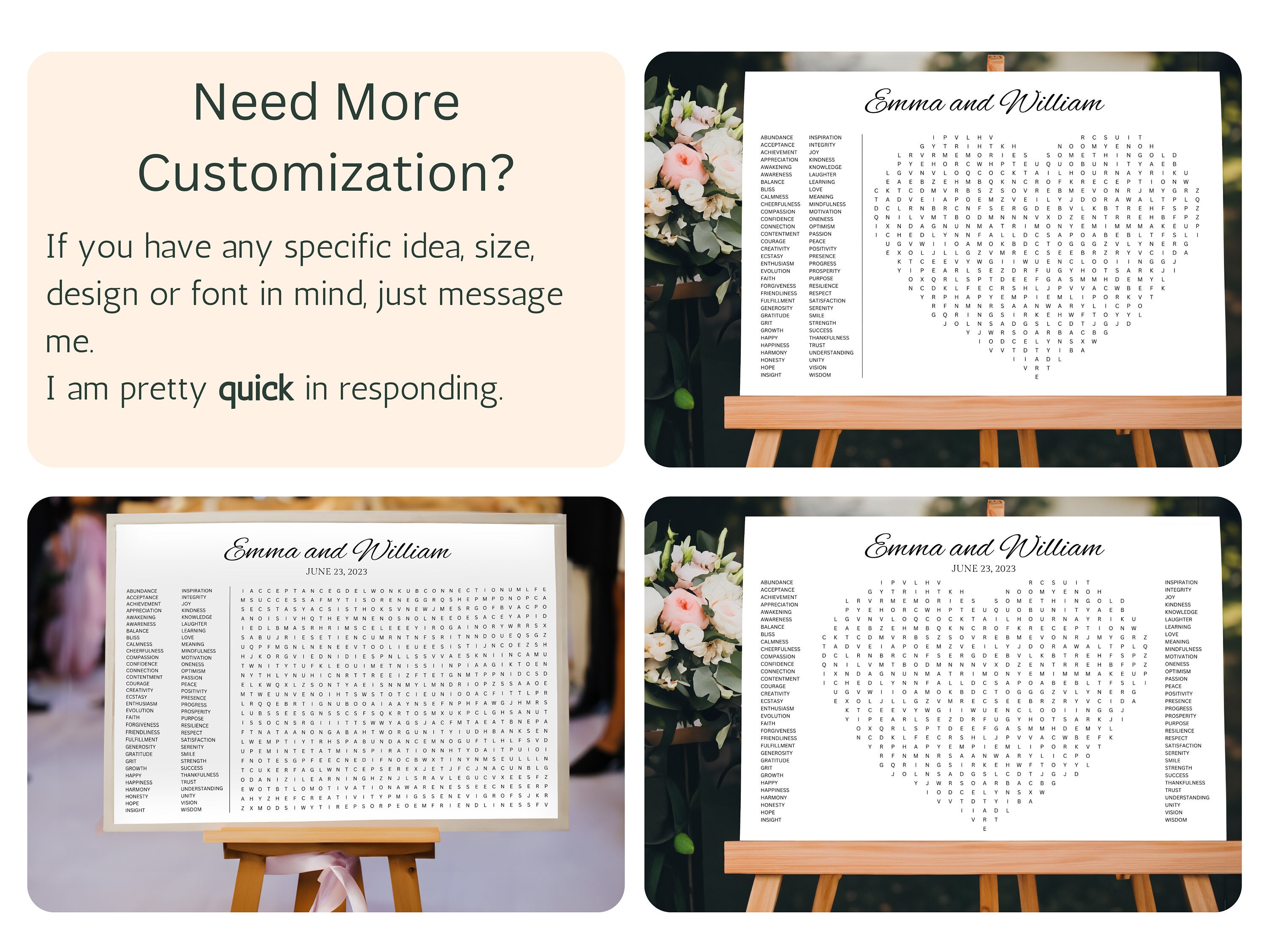 Custom Wedding Word Search, Wedding Games, Wedding Activity, Sip and ...