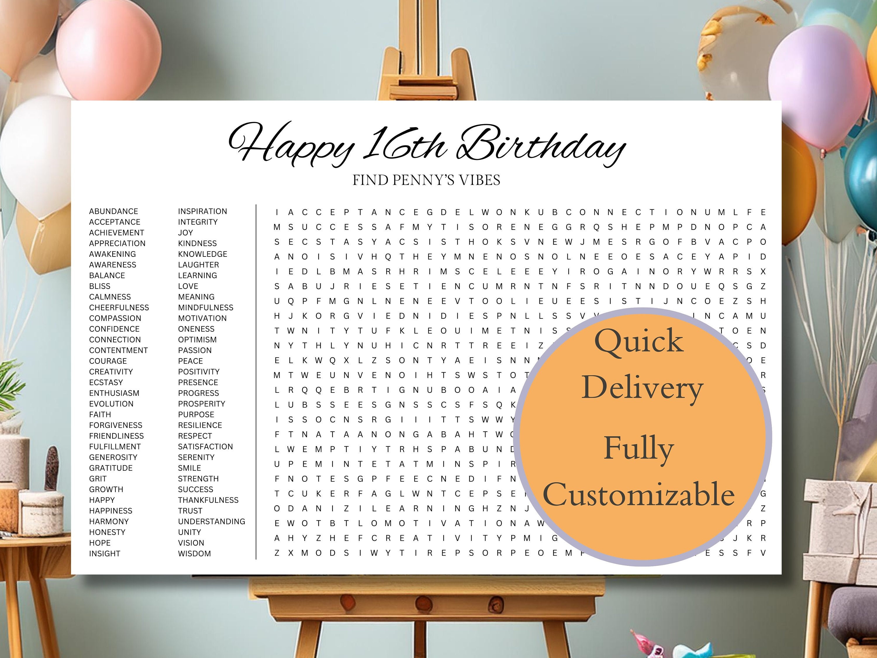 Personalized Giant Word Search Puzzle: Custom Birthday Party Game - Etsy