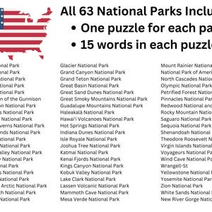 National Parks Word Search Puzzles: Road Trip Activity (digital ...