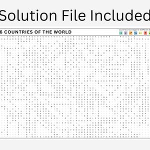 Giant Word Search Puzzle With ALL World Country Names. Printable Puzzle ...