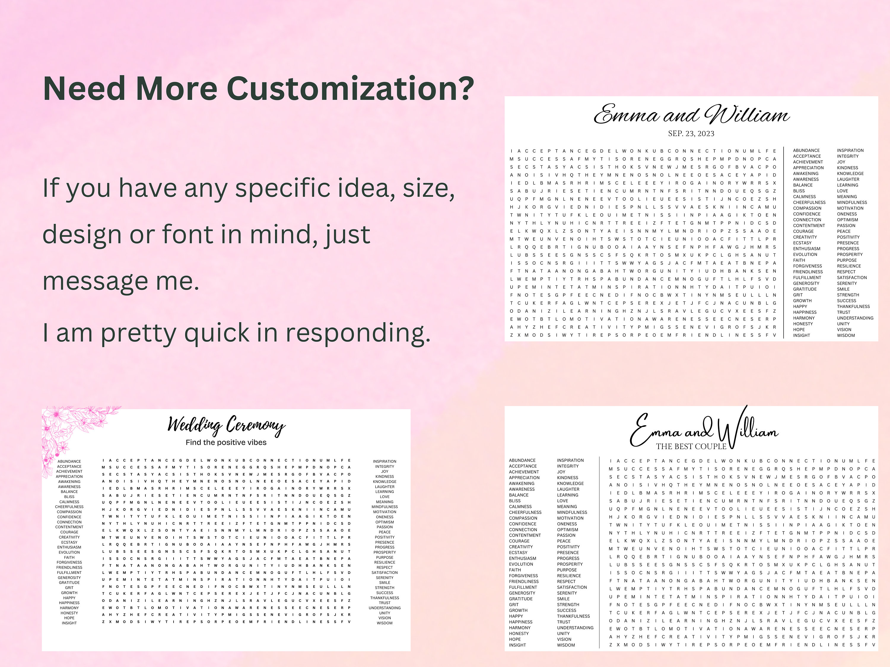 Printable Wedding Word Search, Custom Wedding Word Search Puzzle ...
