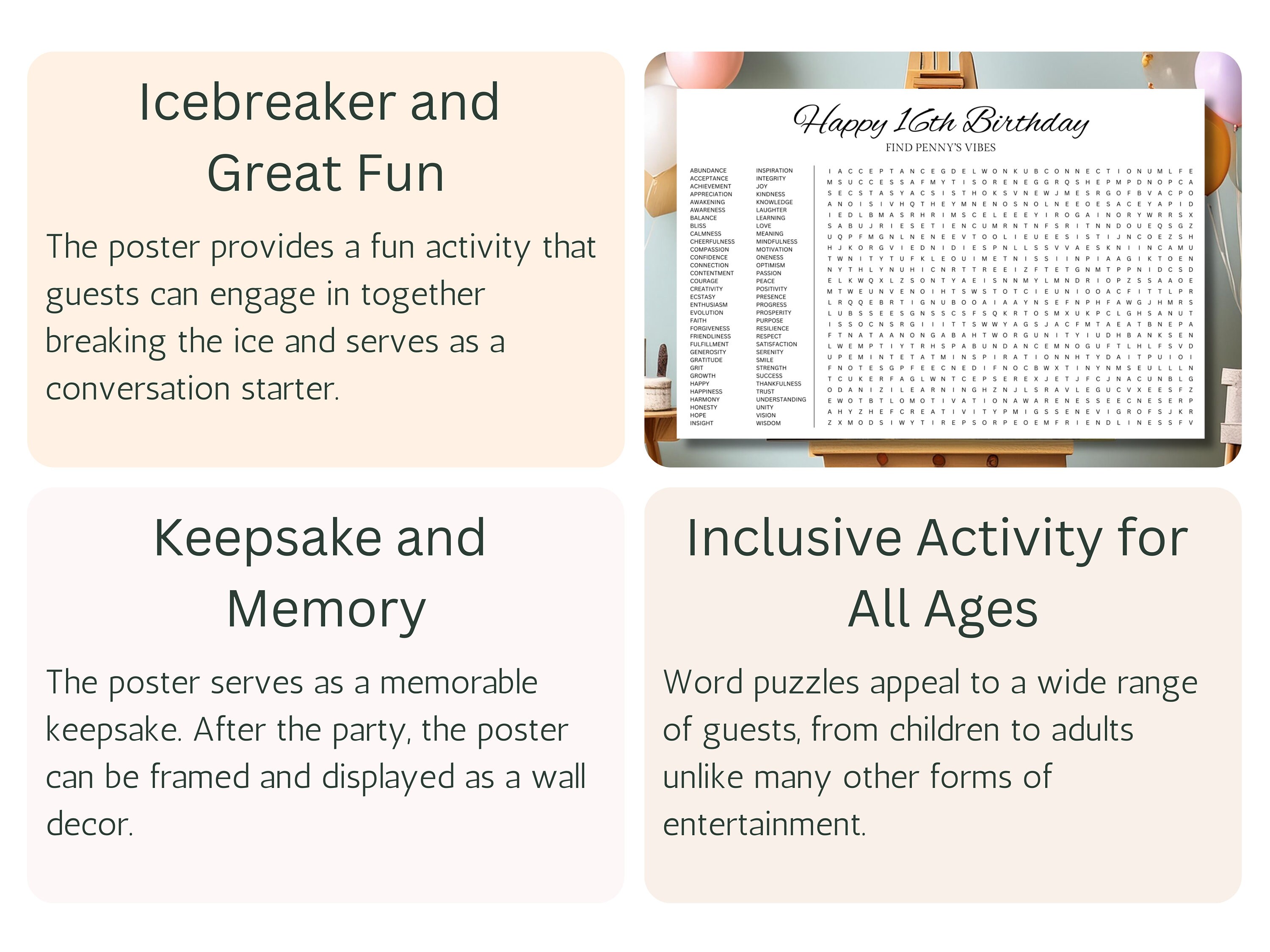 Personalized Giant Word Search Puzzle: Custom Birthday Party Game - Etsy