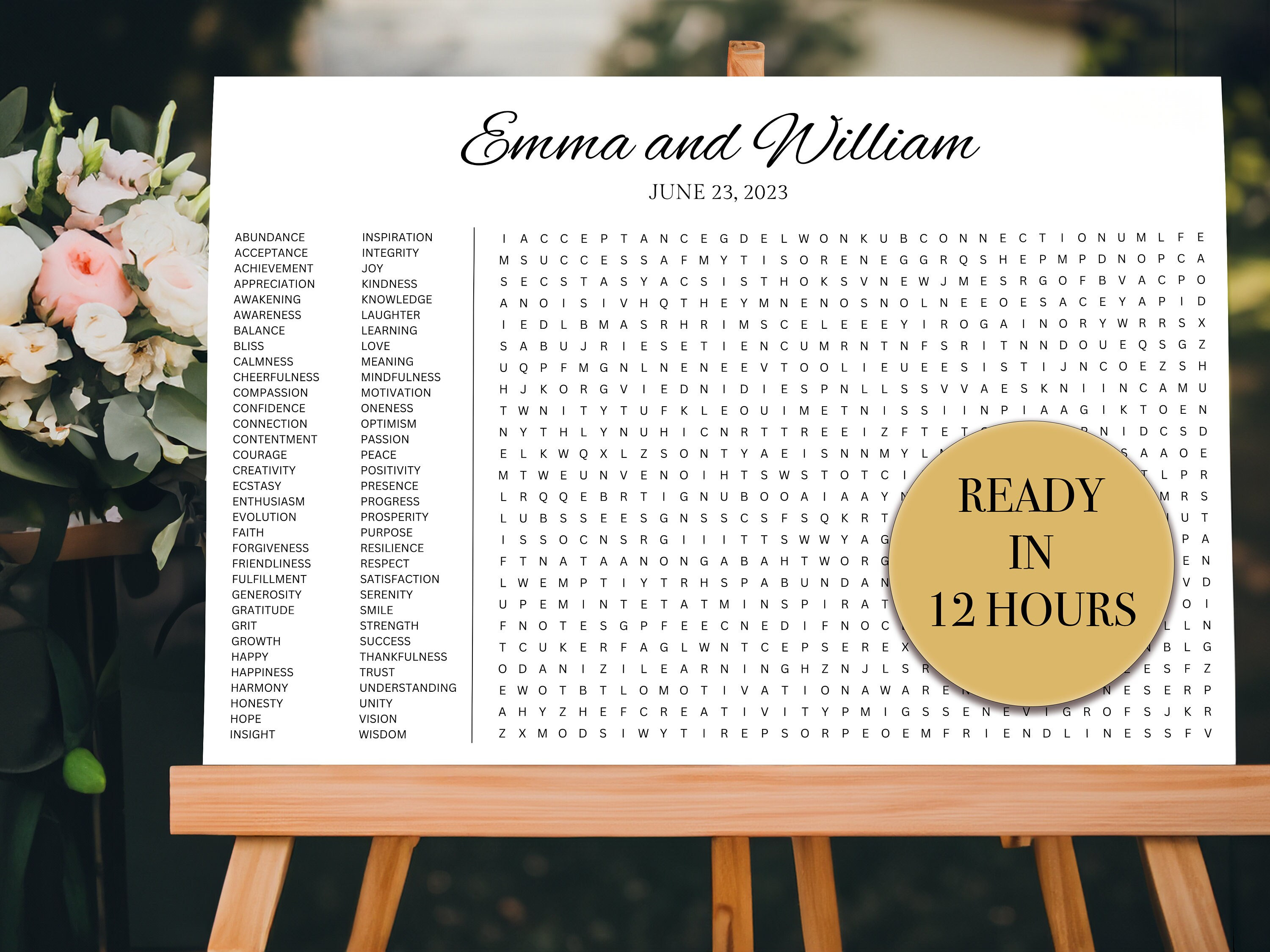 Printable Wedding Word Search, Custom Wedding Word Search Puzzle ...