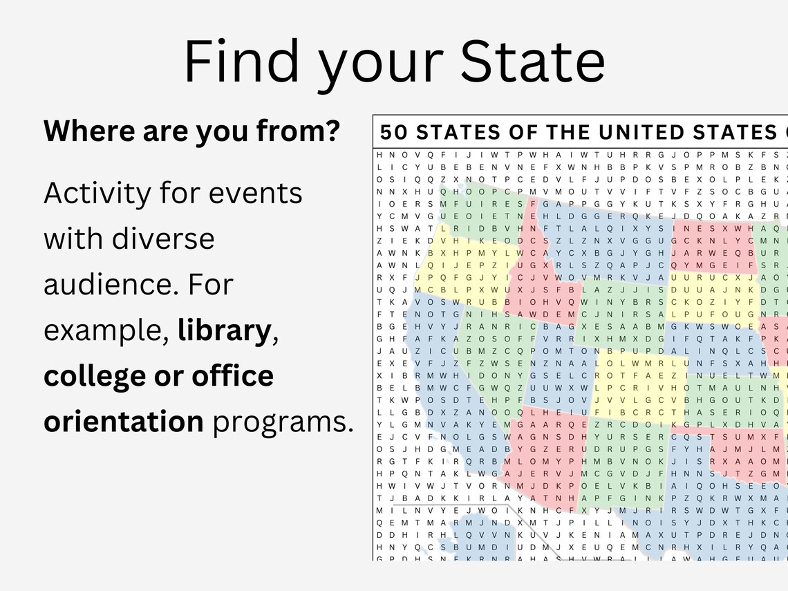 USA States Word Search Puzzle: Printable Geography Activity (PDF ...