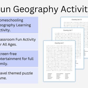 World Country Names Word Search Puzzle: Geography Activity (printable ...