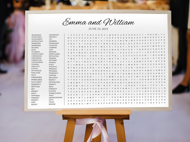 Custom Wedding Word Search, Wedding Games, Wedding Activity, Sip and ...