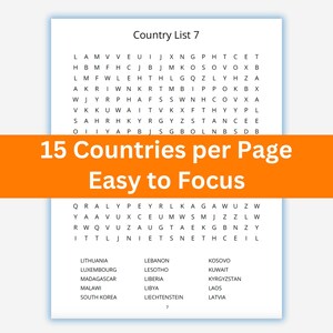 World Country Names Word Search Puzzle: Geography Activity (printable ...
