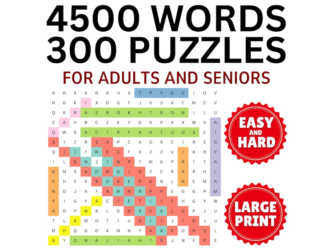 Word Search Puzzles: Easy & Hard for Adults and Seniors (digital ...