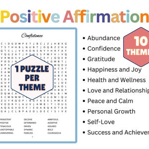 Positive Affirmations Word Search. Confidence Building Activity ...