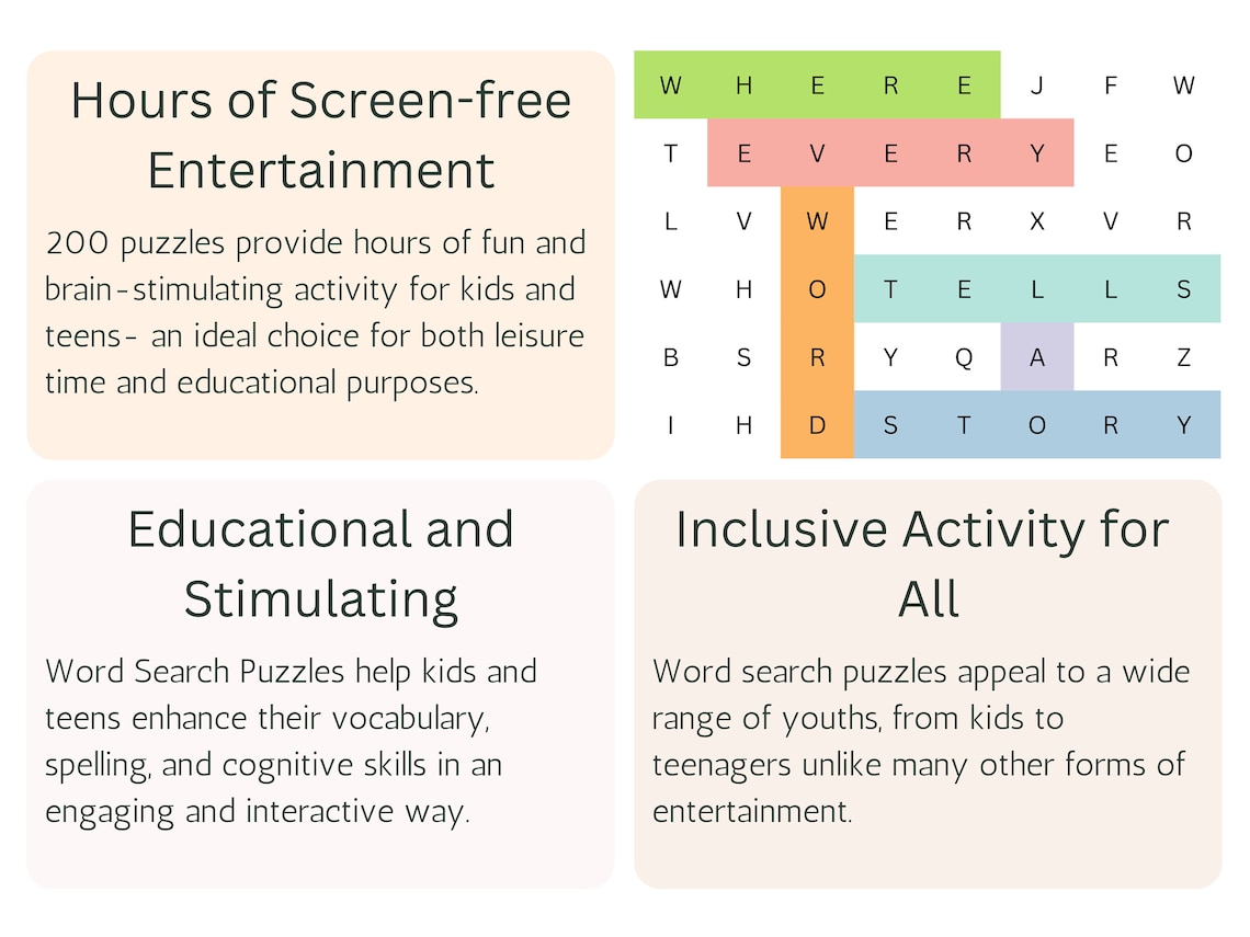 Printable Word Search for Kids of Ages 8-12. Printable Games ...