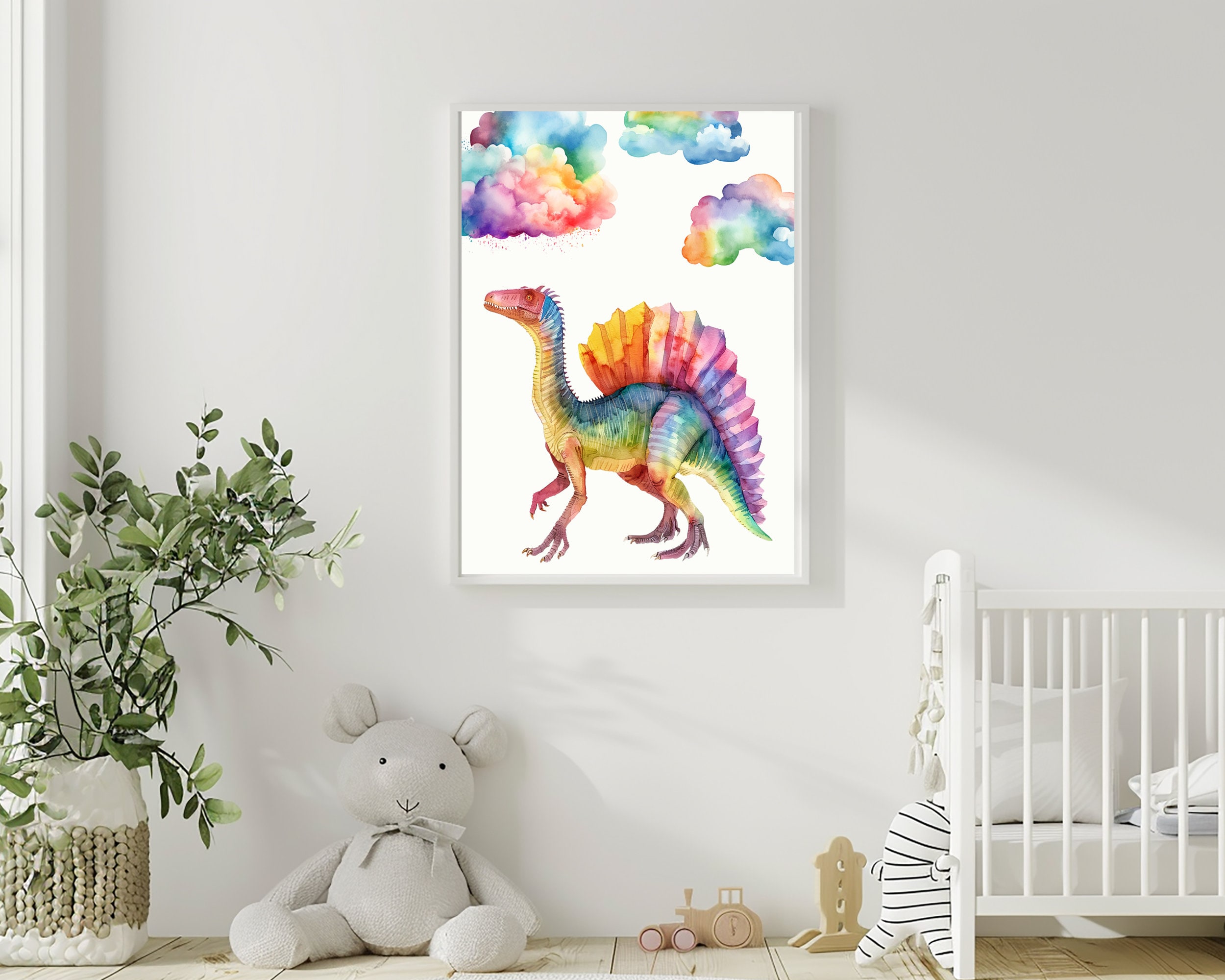 Rainbow Dinosaurs Nursery Wall Art, Printable Wall Decor, DIGITAL ...