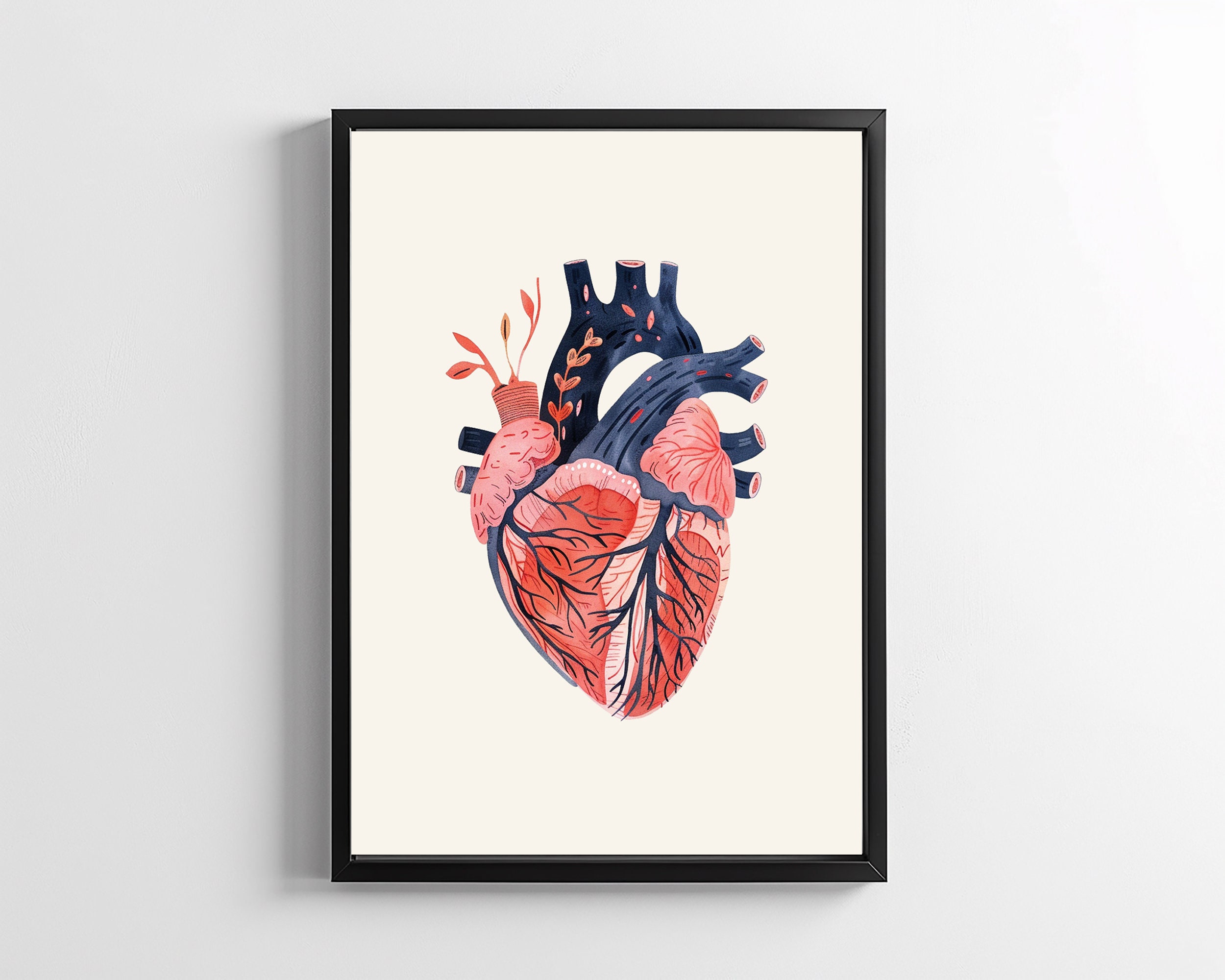 Human Anatomy Wall Art, Floral Heart, Brain, Lungs, Printable Wall ...