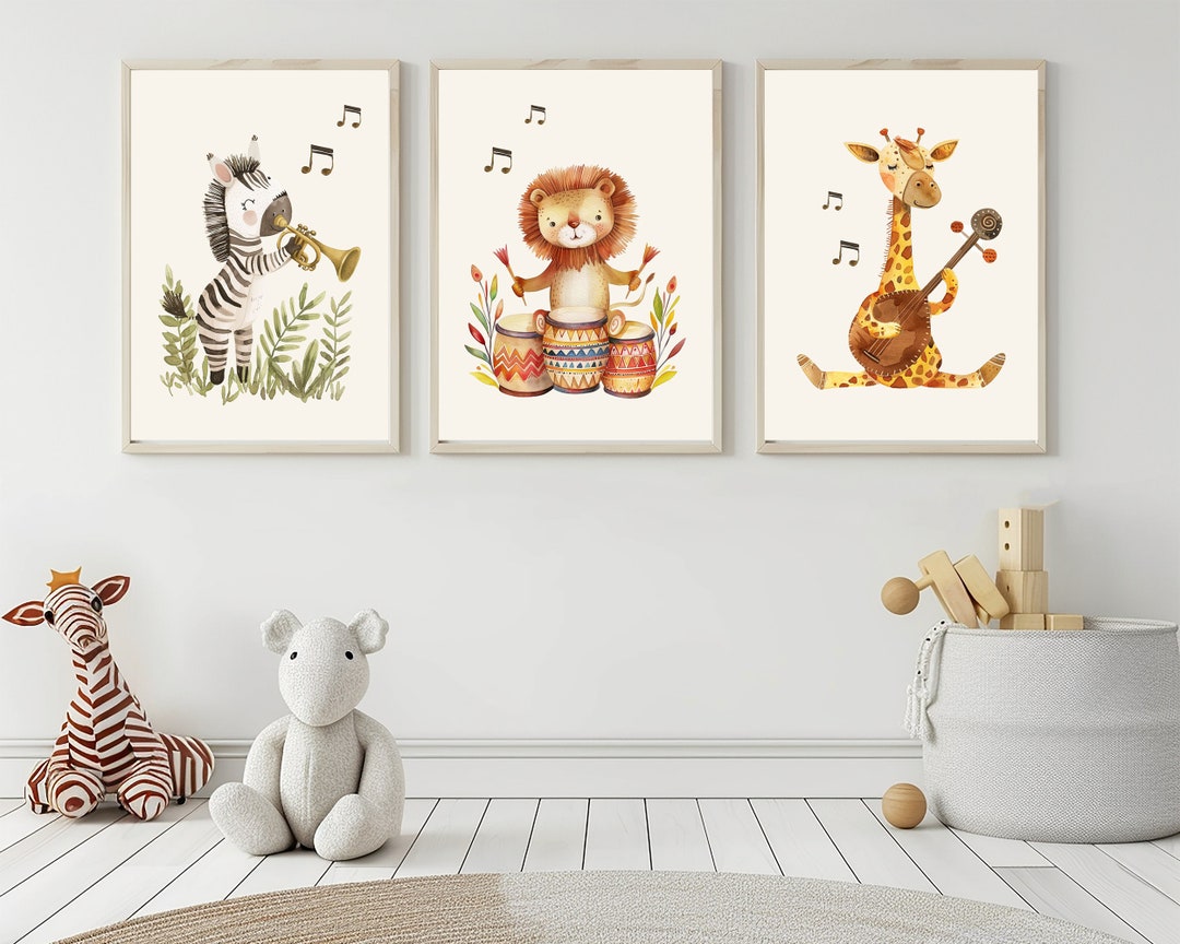 Musical Animals Nursery Wall Art, Printable Wall Decor, DIGITAL ...