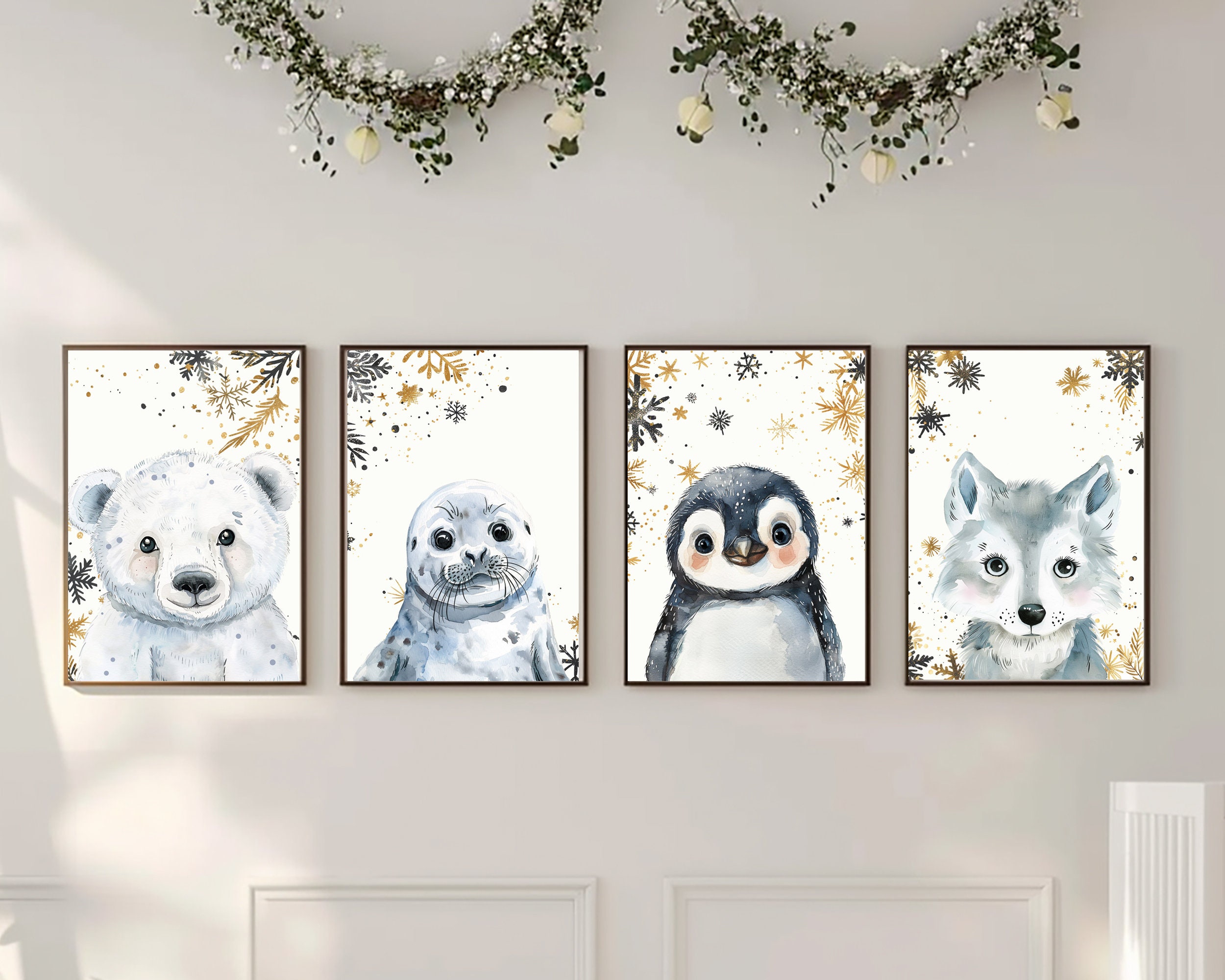 Baby Arctic Animals Nursery Wall Art, Printable Watercolor Art, DIGITAL ...