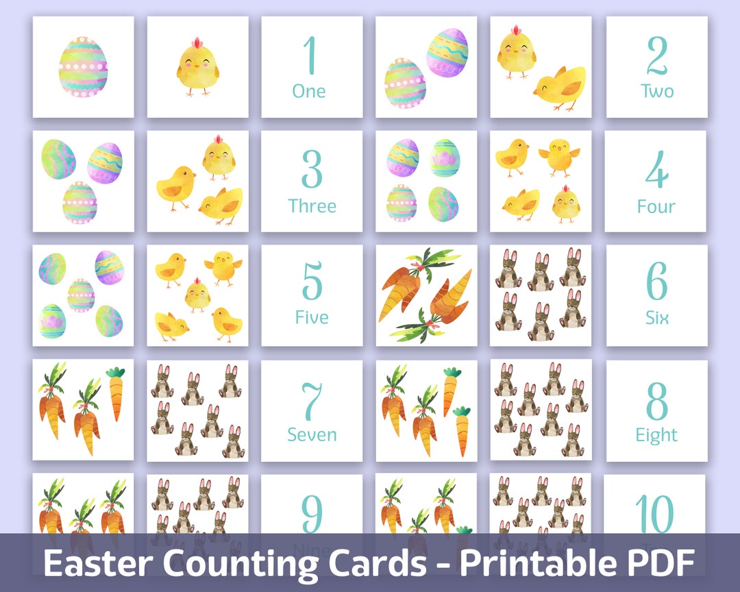 Counting Easter Items, Printable Flashcards, Matching Numbers to ...