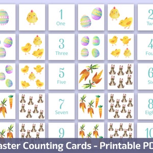 Counting Easter Items, Printable Flashcards, Matching Numbers to ...