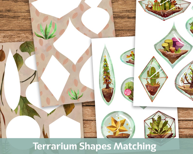 Shapes Matching Activity, Printable Pdf Worksheets, Match Terrarium ...